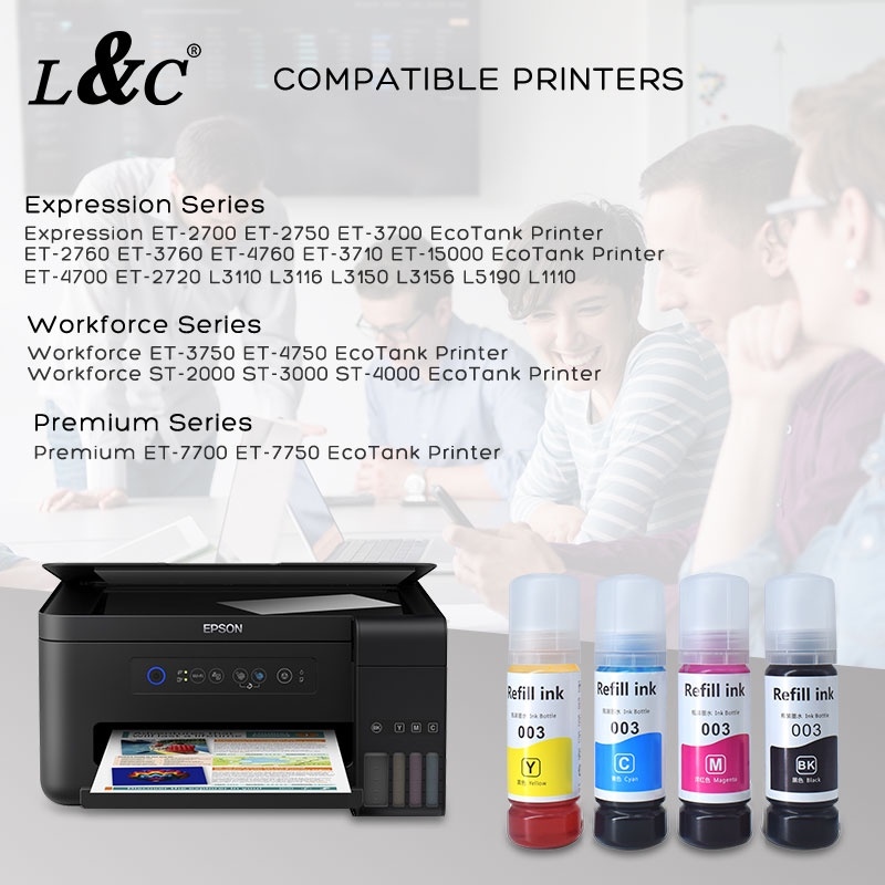 L C Refill Epson 003 Ink Set Dye Ink For Inkjet Printer L3110 L3150 ...