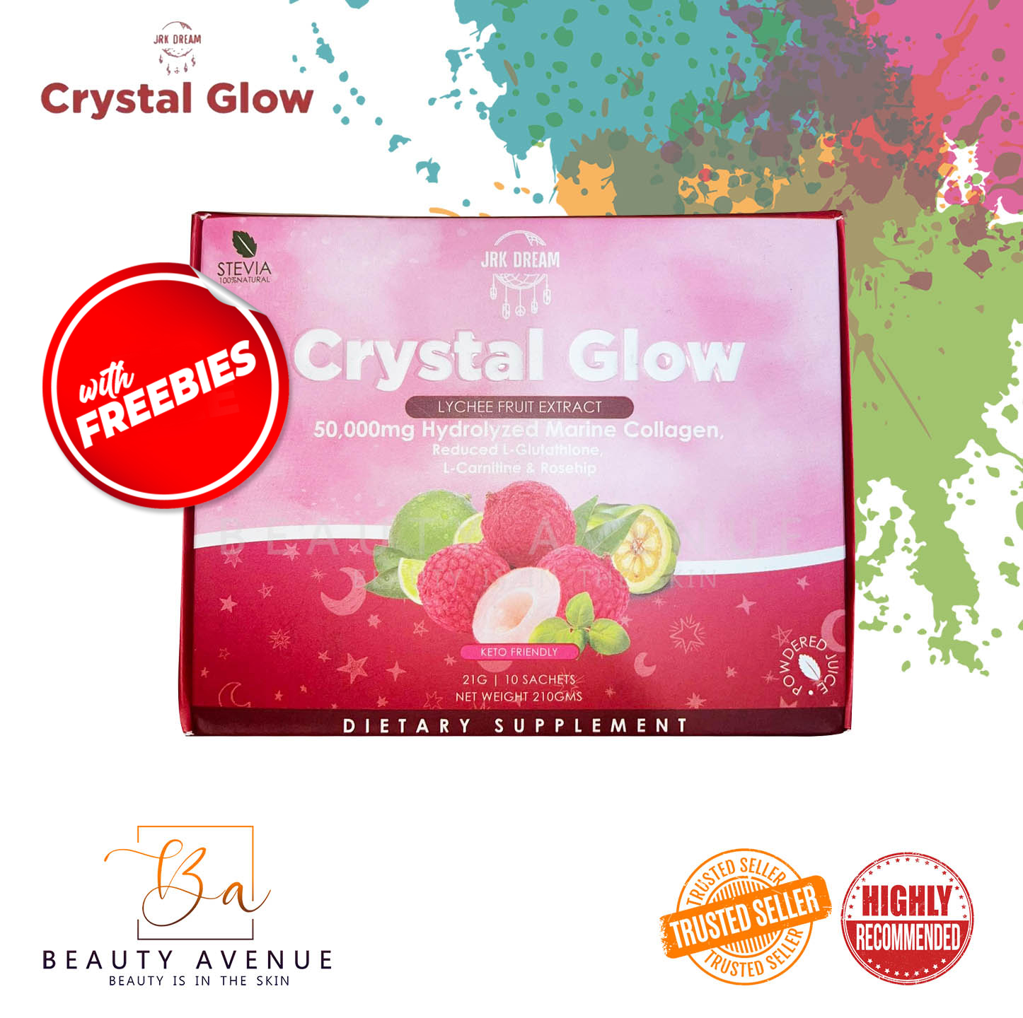 Crystal Glow Lychee ( 10 sachet ) - JRK Dream Marine Collagen Drink ...
