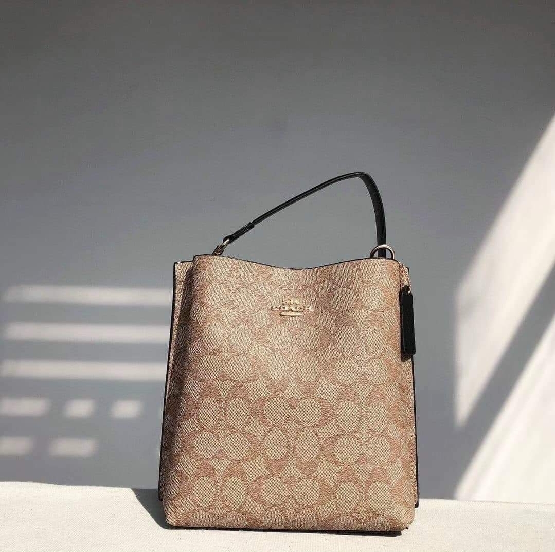 Original Coach CA582 Khaki/Black Mollie Bucket Bag 22 In Signature ...