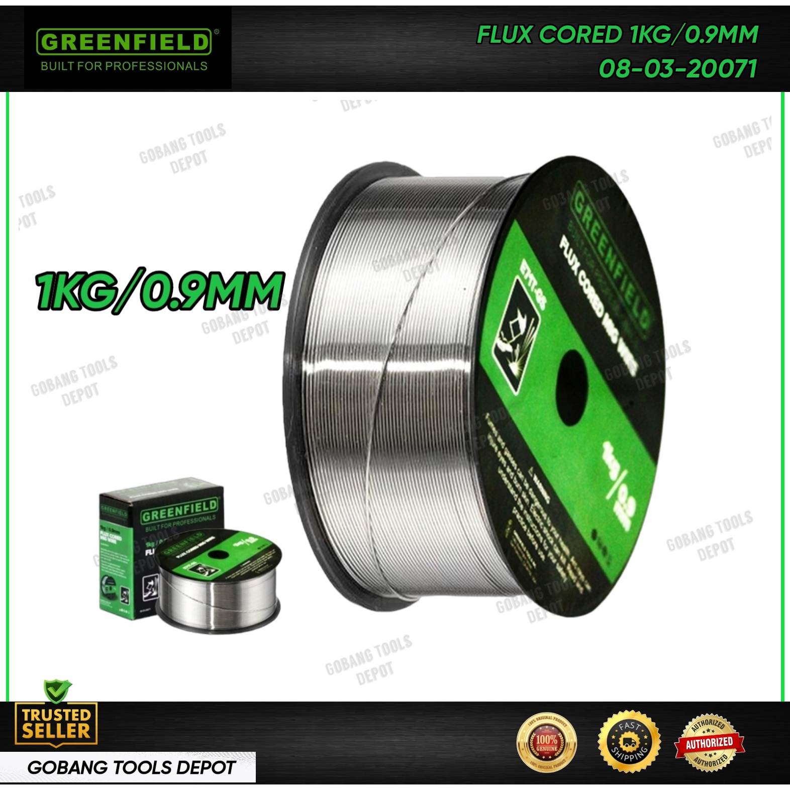 GREENFIELD 1KG/0.9mm Metal GASLESS Flux Cored Mig Wire Migweld Welding ...
