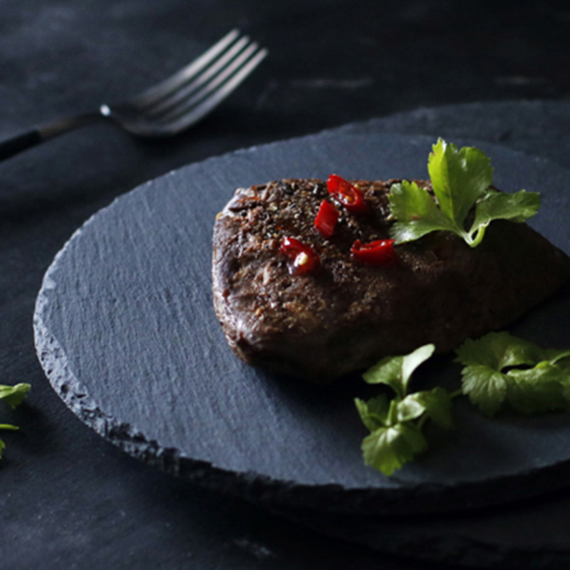 10 Inch Round Natural Black Stone Plate Western Style Steak Plate Stone ...