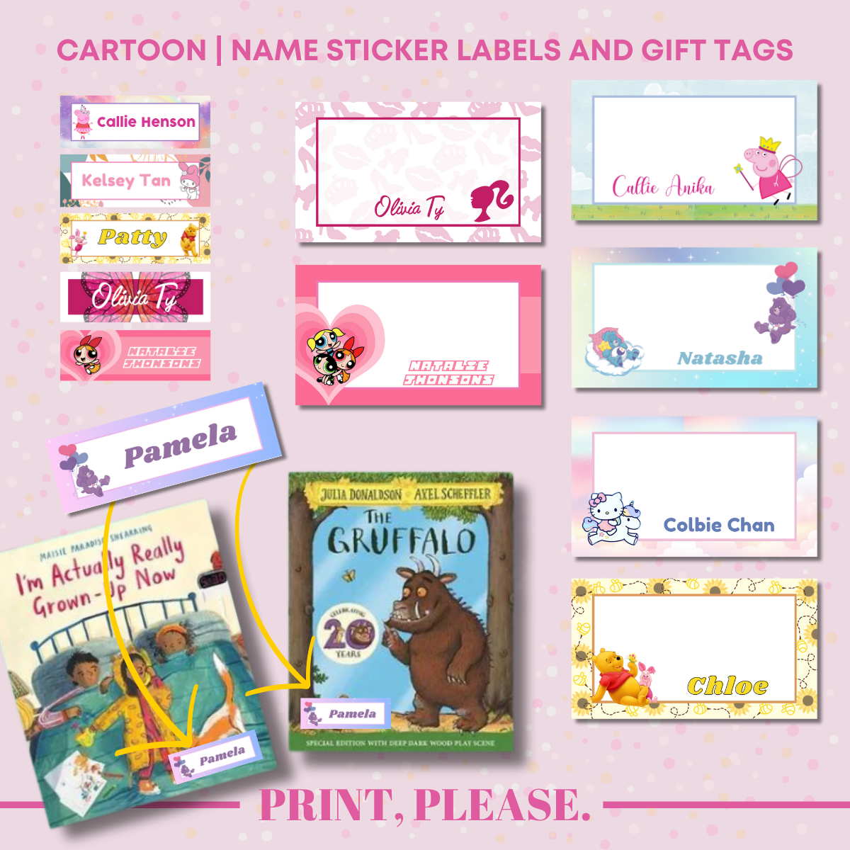 Barbie Name Stickers