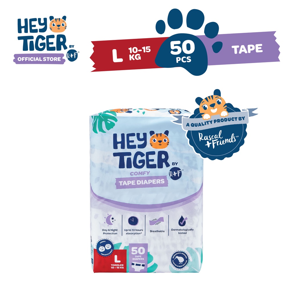 Hey Tiger Large Tape Diaper, Jumbo Pack, 50 Pads | Lazada PH