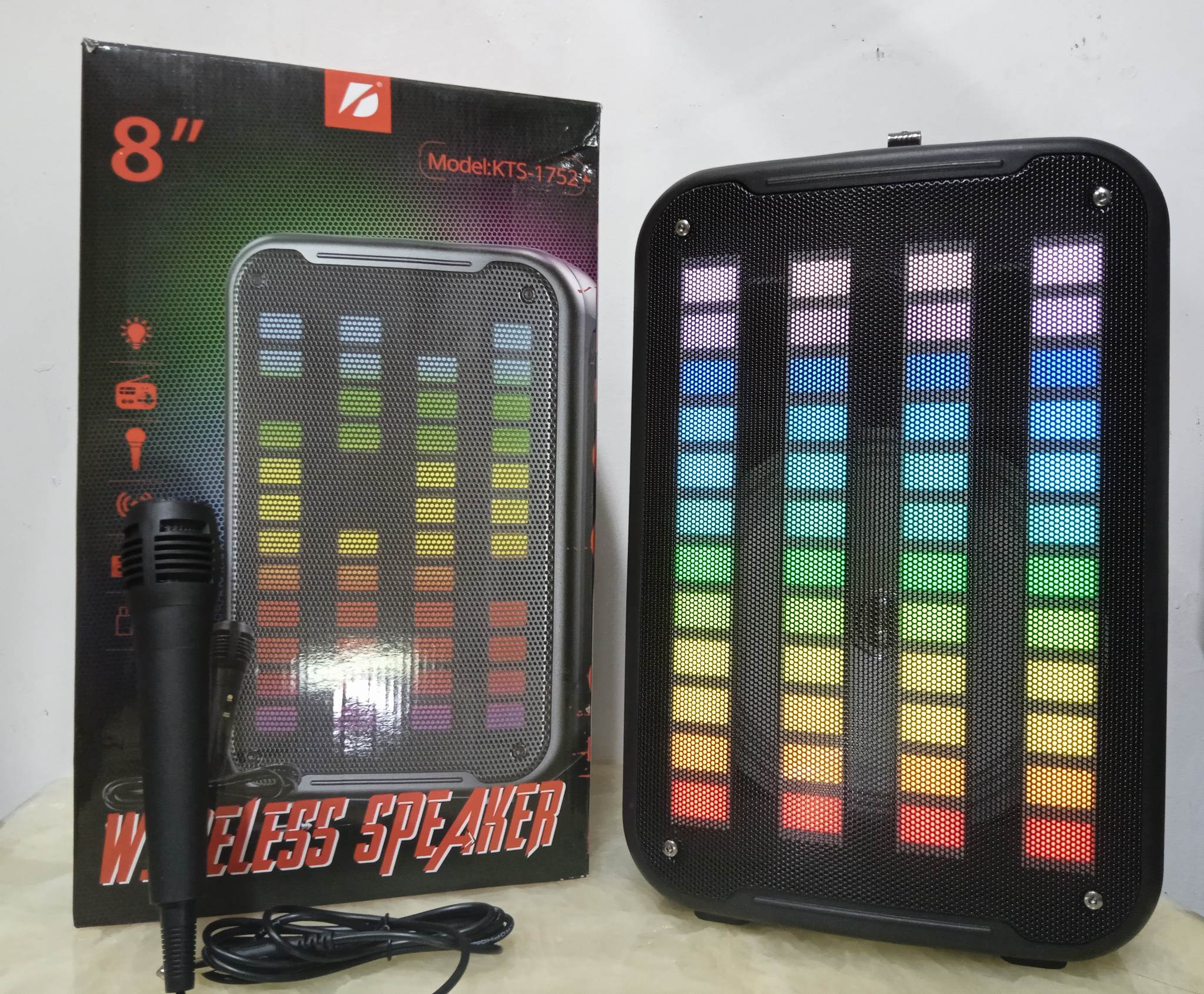 8"INCH Multifunction Wireless Portable Karaoke Bluetooth Colorful LED ...