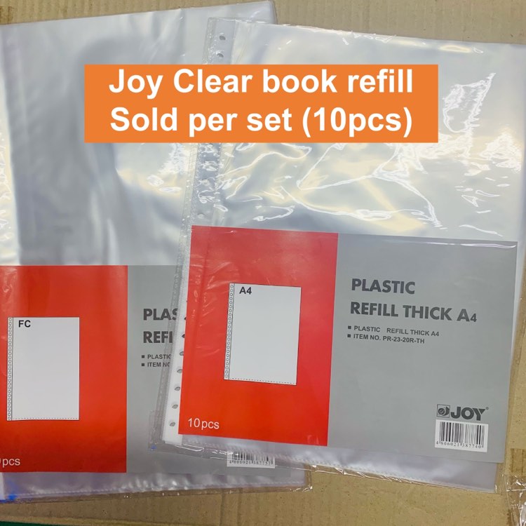 JOY Clear Book Plastic REFILL Thick SOLD PER SET OF 10pcs (LONG/A4) | Lazada PH