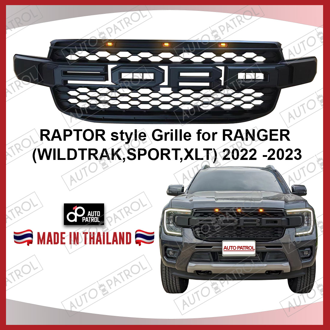FORD RANGER 2022-2023 FRONT GRILLE (WILDTRAK,SPORT,XLT) RAPTOR STYLE ...