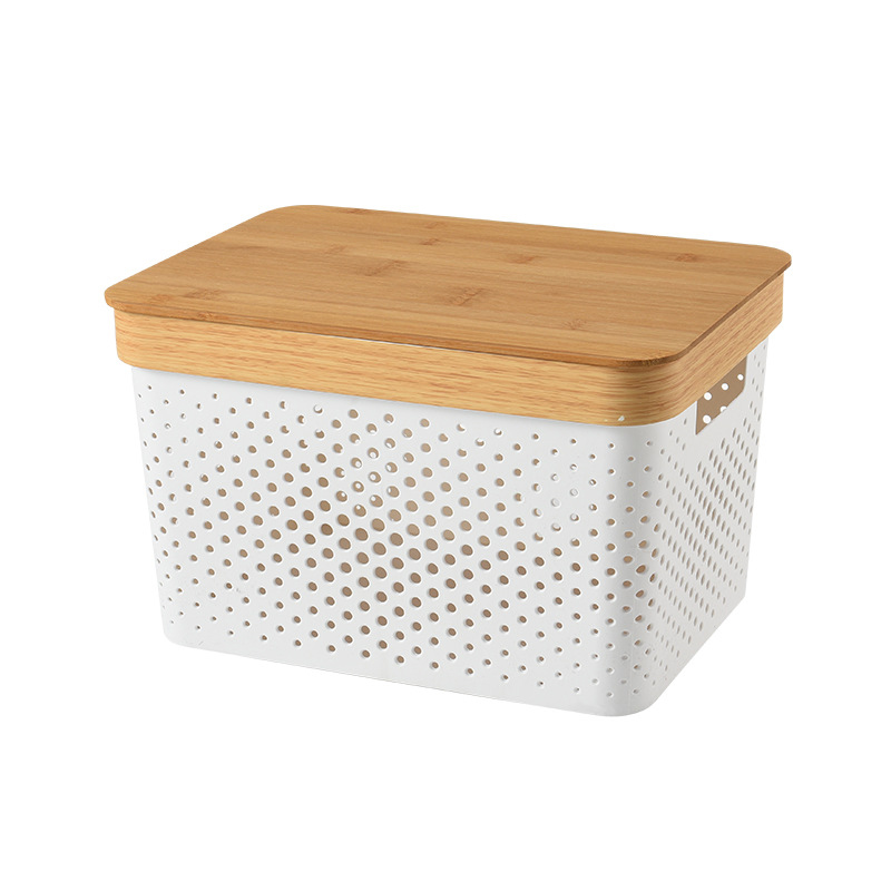 Bincoo Chic Organizer Storage Basket with wood Bamboo Cover Nordic ...