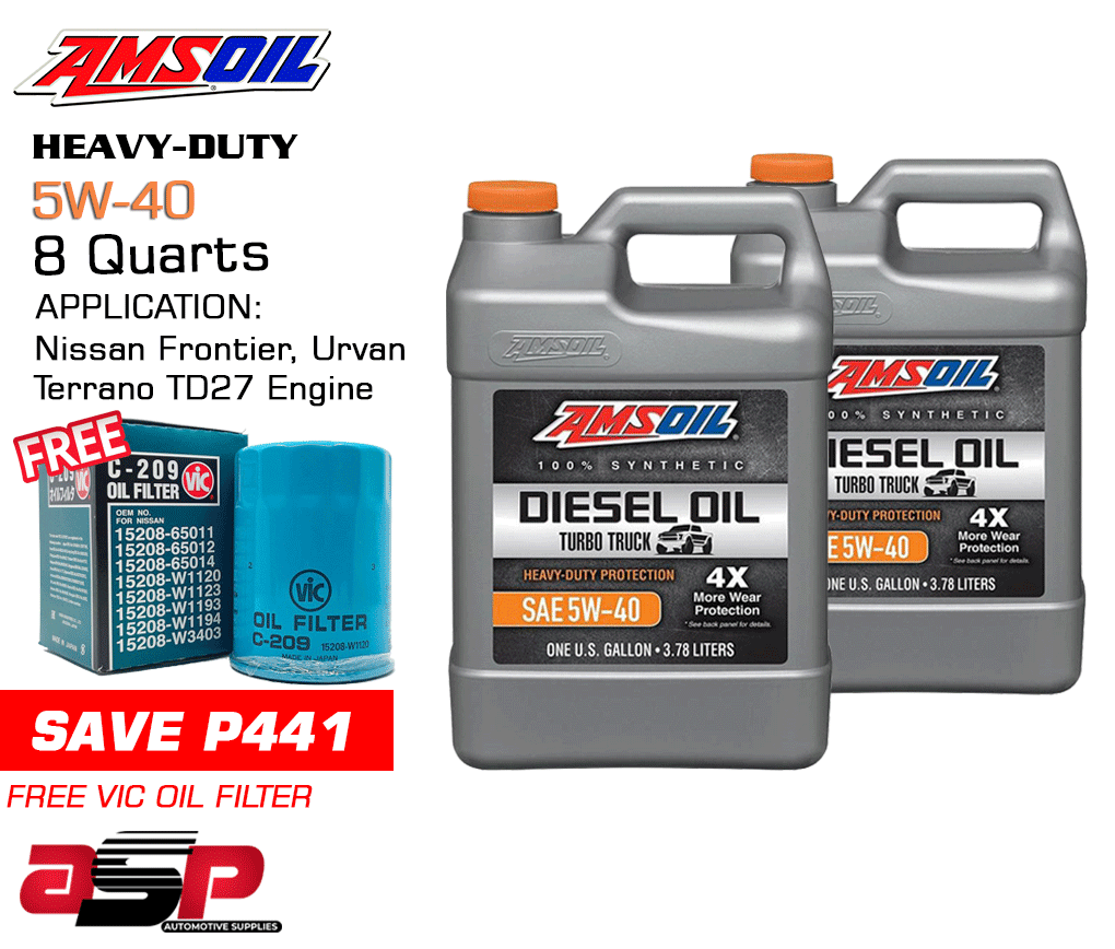 AMSOIL Heavy-Duty Turbo Truck Synthetic Diesel Engine Oil 5W-40 8 ...