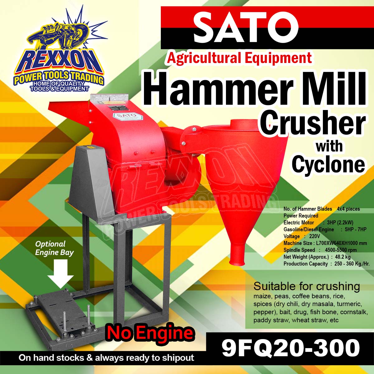 SATO Cyclone Type Hammer Mill Crusher / Hammer Mill Pulverizer 9FQ20 ...