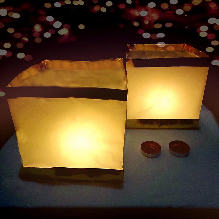 10Pcs Waterproof Wishing Lanterns 11*11cm Square Water Floating Candle ...