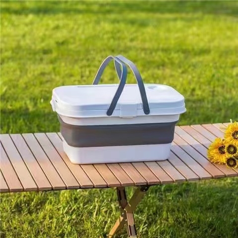 Outdoor camping picnic basket foldable portable shopping multi-function ...