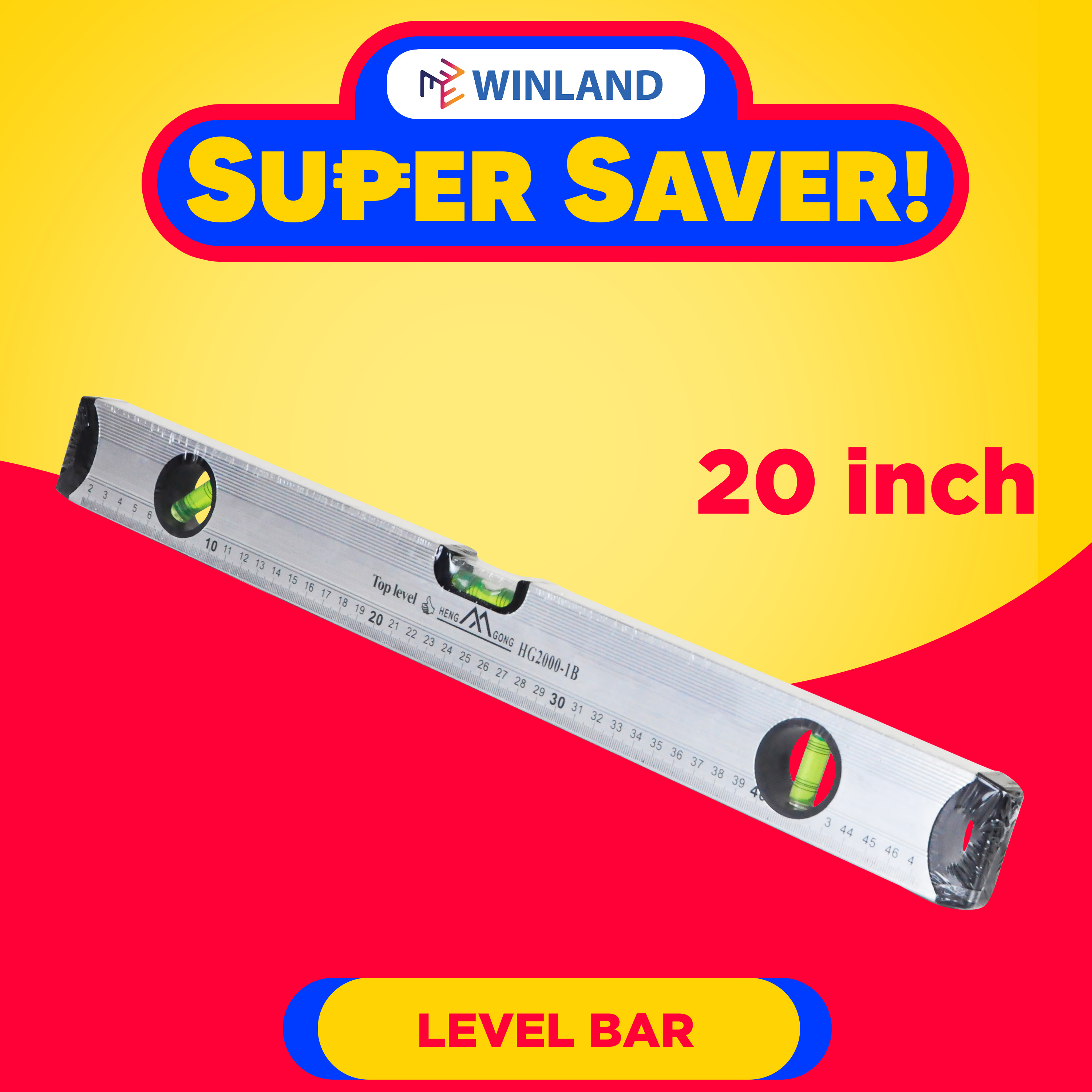 WINLAND 20inch(50cm) Aluminum Level | Spirit Level Bar HG2000-1B(50cm ...
