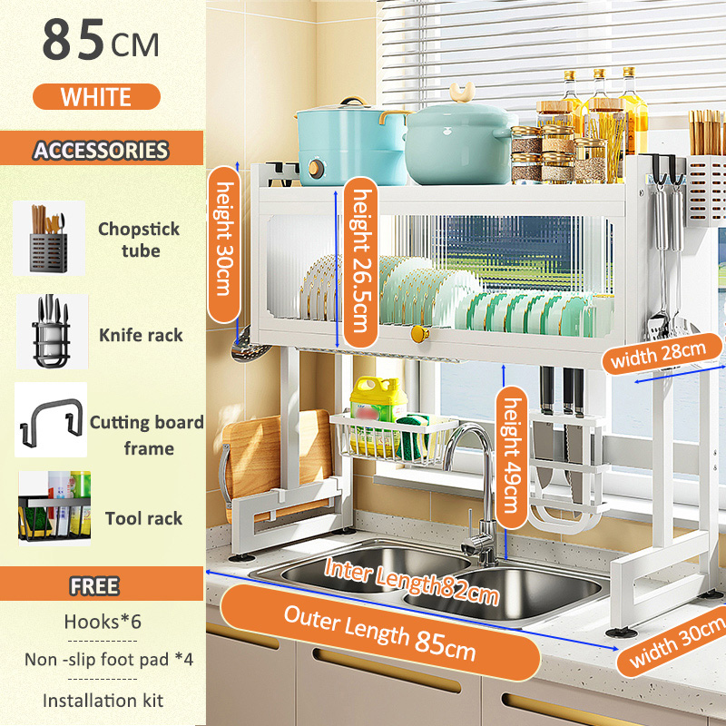 [Big Size]Stainless Steel Adjustable Dish Cabinet Rack With Cove ...