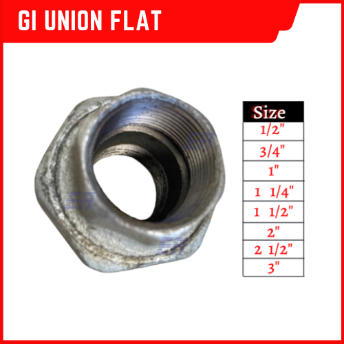 MECH UNION FLAT GI FITTINGS GALVANIZED IRON (AVAILABLE 1/2, 3/4, 1, 1 - 1/4, 1 - 1/2, 2, 2 - 1/2 ...