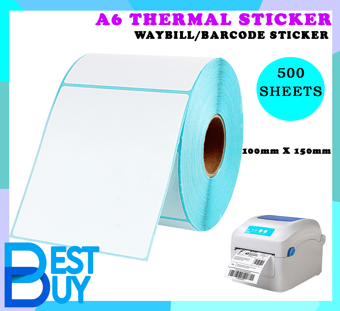 (350/500sheets/labels)A6 Direct Thermal sticker waybill adhesive paper ...