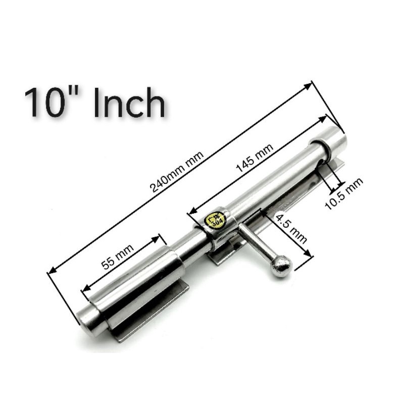 PRU PU 304 STAINLESS BARREL BOLT (6-8-10-12 Inch )( Stainless gates ...