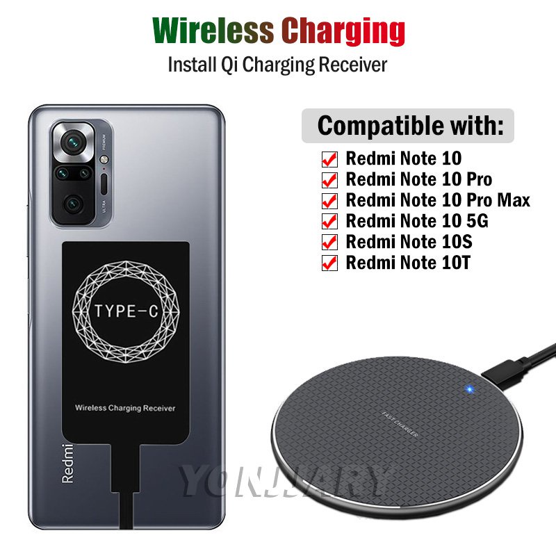 Qi Wireless Charging Receiver for Xiaomi Redmi Note 10 Pro Max 10S 10T ...