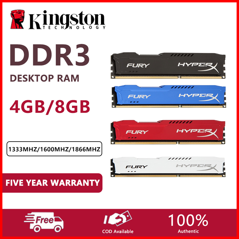Kingston HyperX Fury DDR3 RAM 4GB 8GB DIMM 1600Mhz 1866Mhz 240Pin 1.5V ...