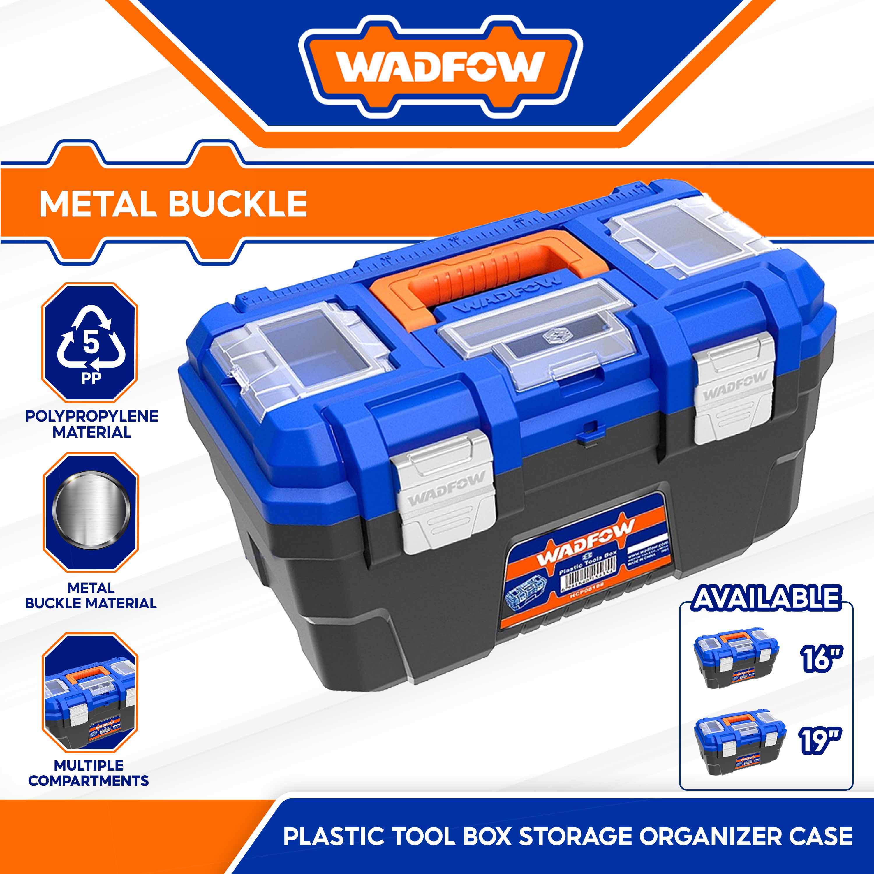 WADFOW 16inch & 19inch Plastic Tool Box Storage Organizer Case w/ (metal buckle) WAD-HT | Lazada PH