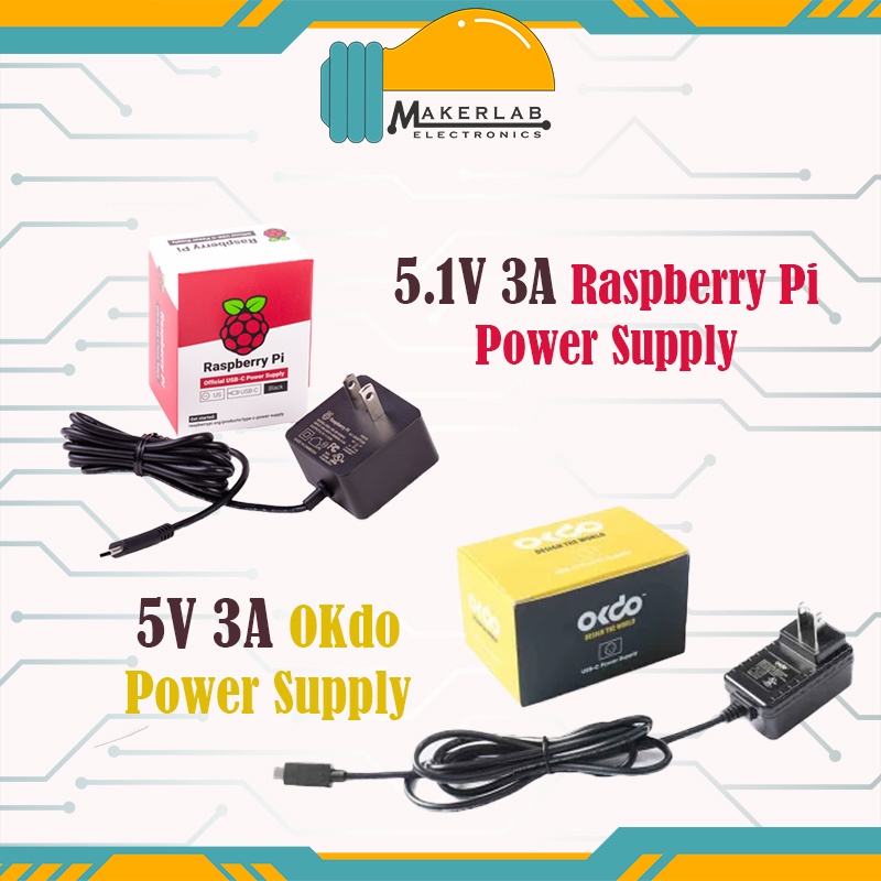 Official Raspberry Pi 4 Power Supply 5.1V 3A USB C OKDO 5V 3A PSU ...