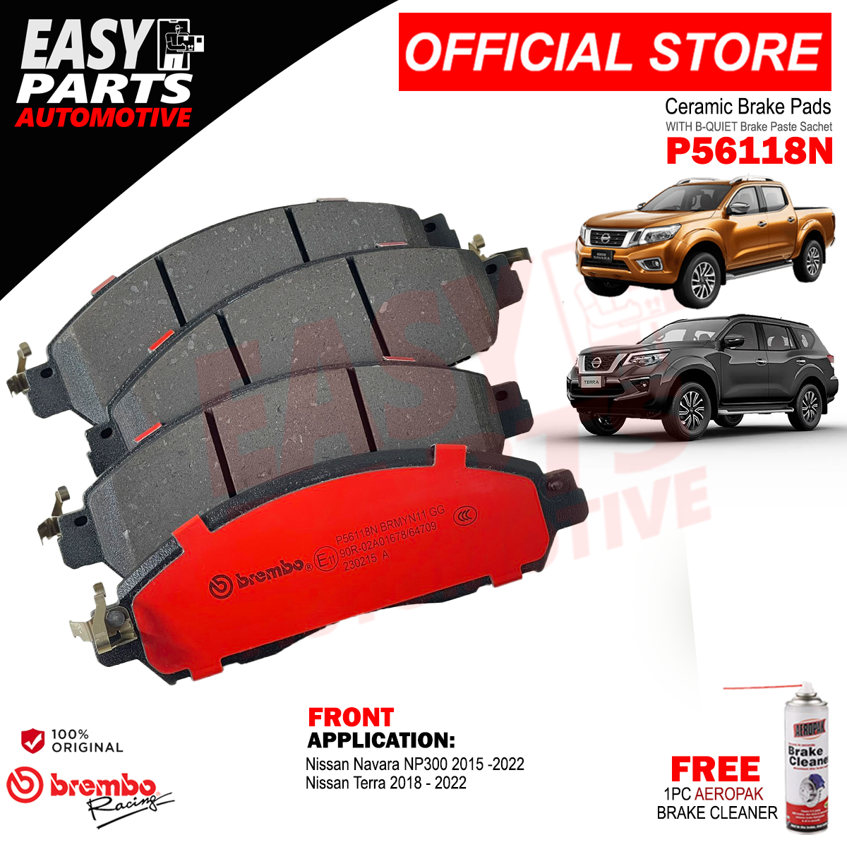Brembo Brake Pads (P56118N) Nissan Navara NP300, Terra Front | Lazada PH
