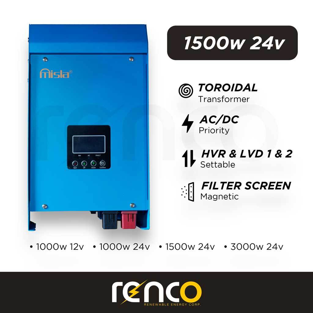 MISLA Off-Grid Solar Inverter (1000w 12v / 1000w 24v / 1500w 24v ...