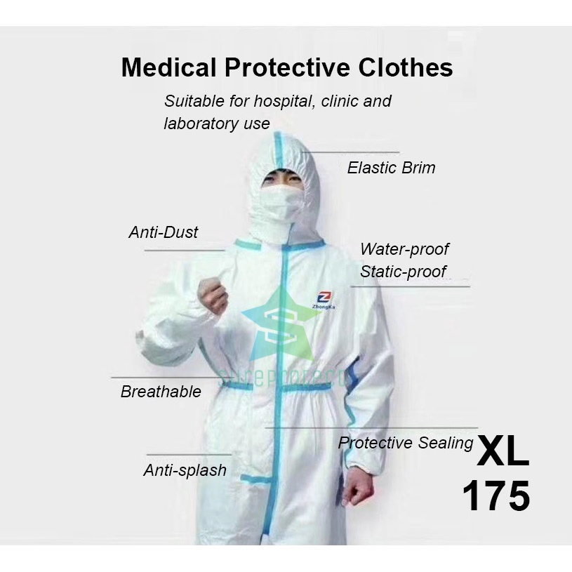 PPE Hazmat Bunny Suit Protective Suit Coverall Isolation Clothing ...