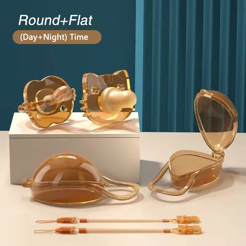 3 In 1 Portable Baby Pacifier Set Anti-drop Chain Nipple Box Silicone ...