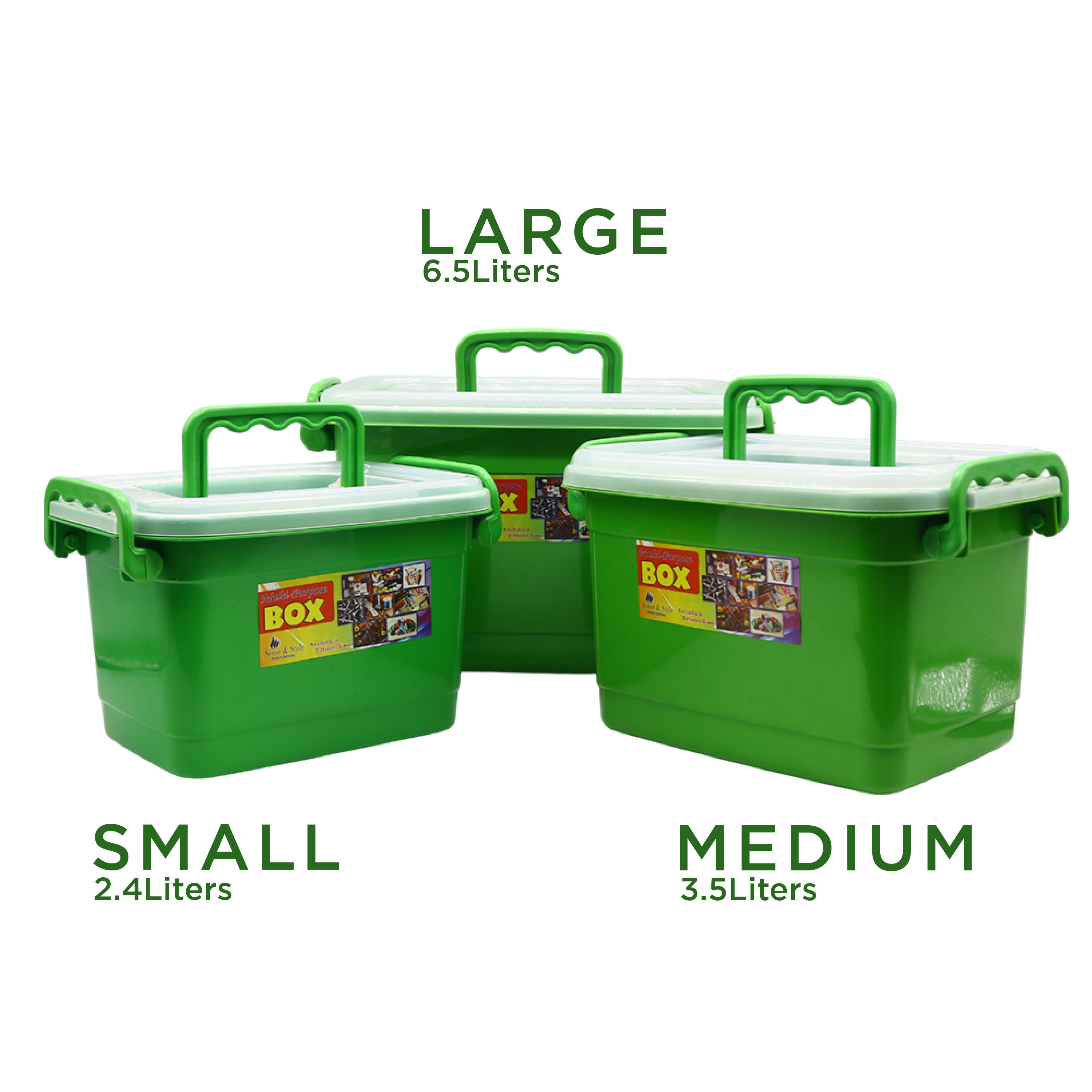 Homeflix Plastic 2.4L, 3.5L ,6.5L Multi-Purpose Storage Box with Handle ...