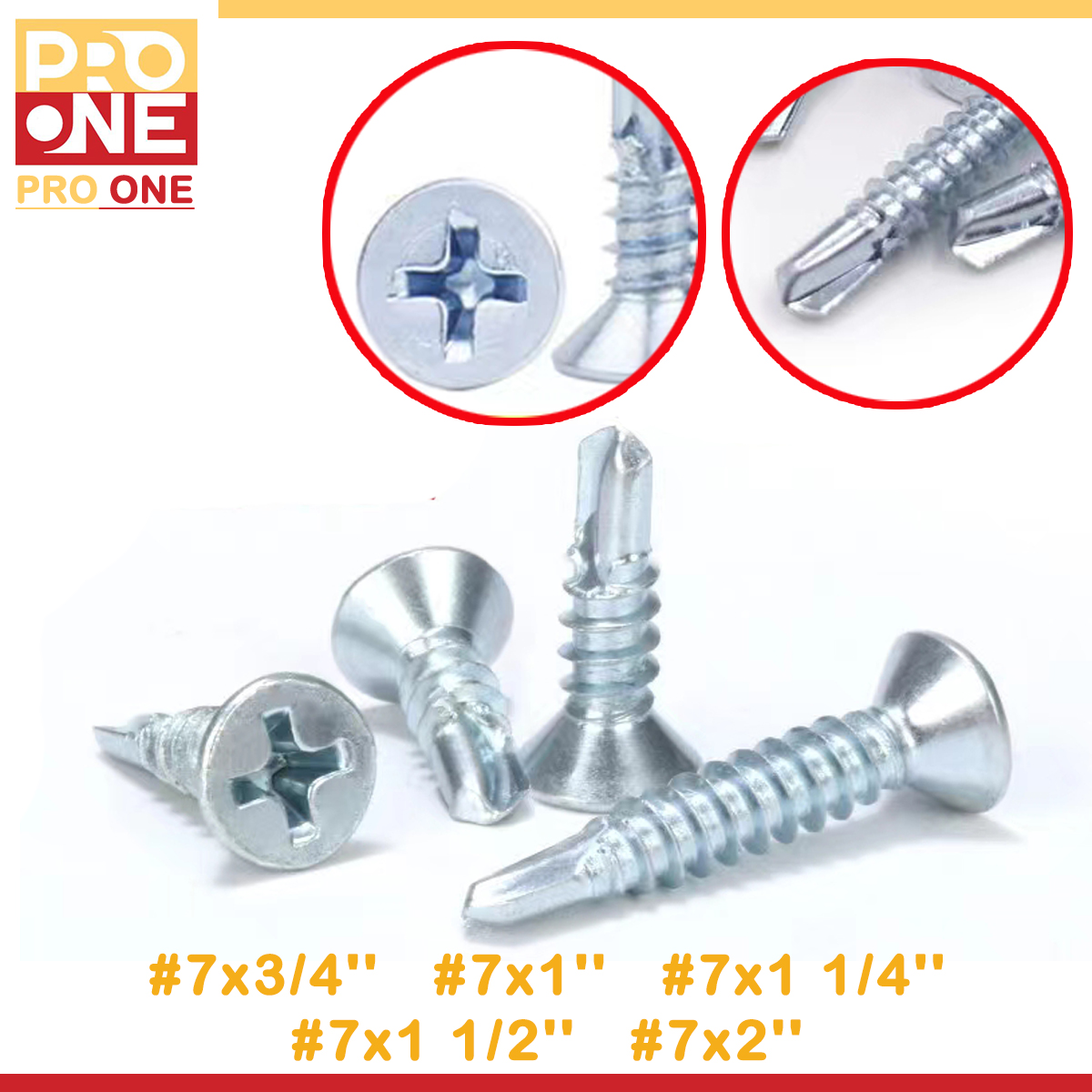 500PCS Hardiflex Screw Flat Head Self Tapping Screw Job Screw #7x 3/4 ...