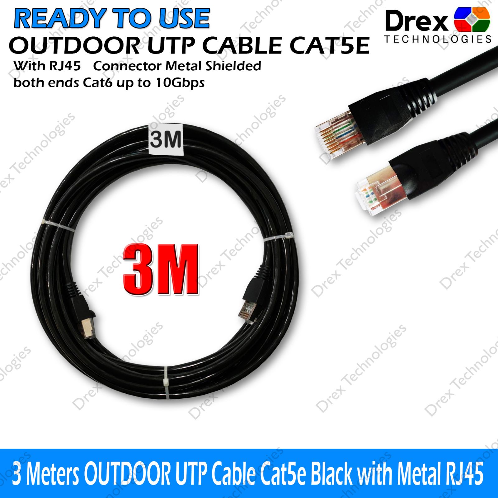 3M Cat5 Outdoor UTP Lan Cable Cat5/ Cat5e with Rj45 Metal Shielded Ready To Use 3 Meters | Lazada PH