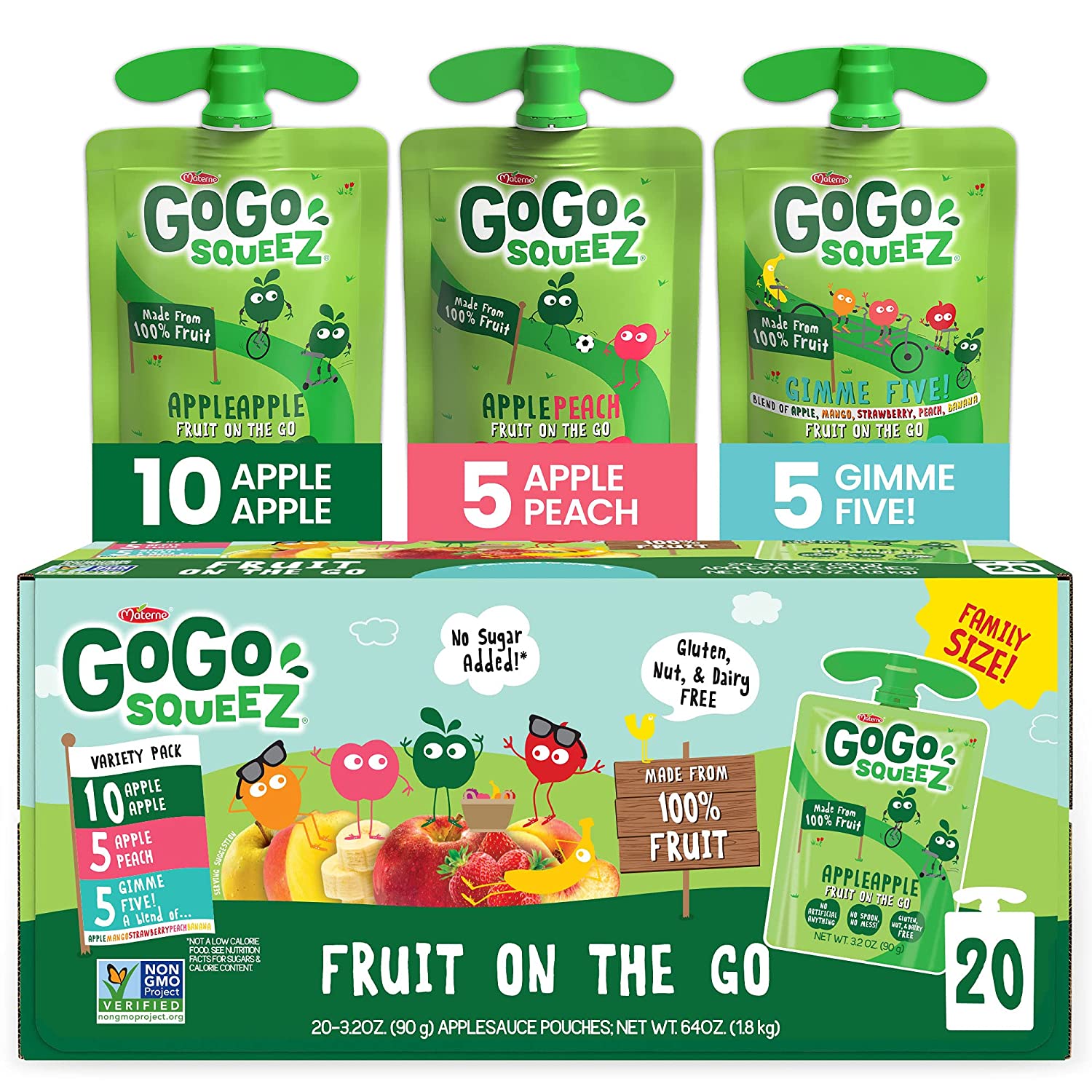 GoGo squeeZ Fruit on the Go Variety Pack, Apple, Banana, Apple Mango ...
