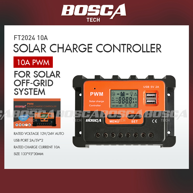 BOSCA Solar Charge Controller PWM 12v 24v 48v (OPTIONAL) AUTO 10A 20A ...