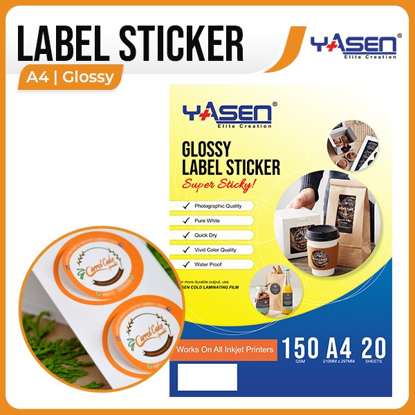 Yasen Label Sticker Glossy/Matte 150gsm A4 Size 20sheets | Lazada PH