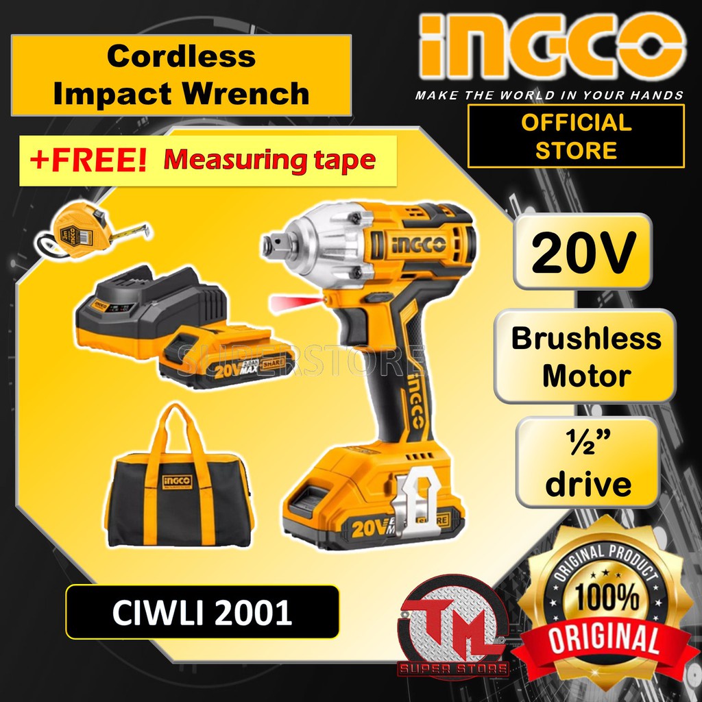 INGCO Cordless Impact Wrench 20V CIWLI2001 / CIWLI2038 • Tm ss | Lazada PH