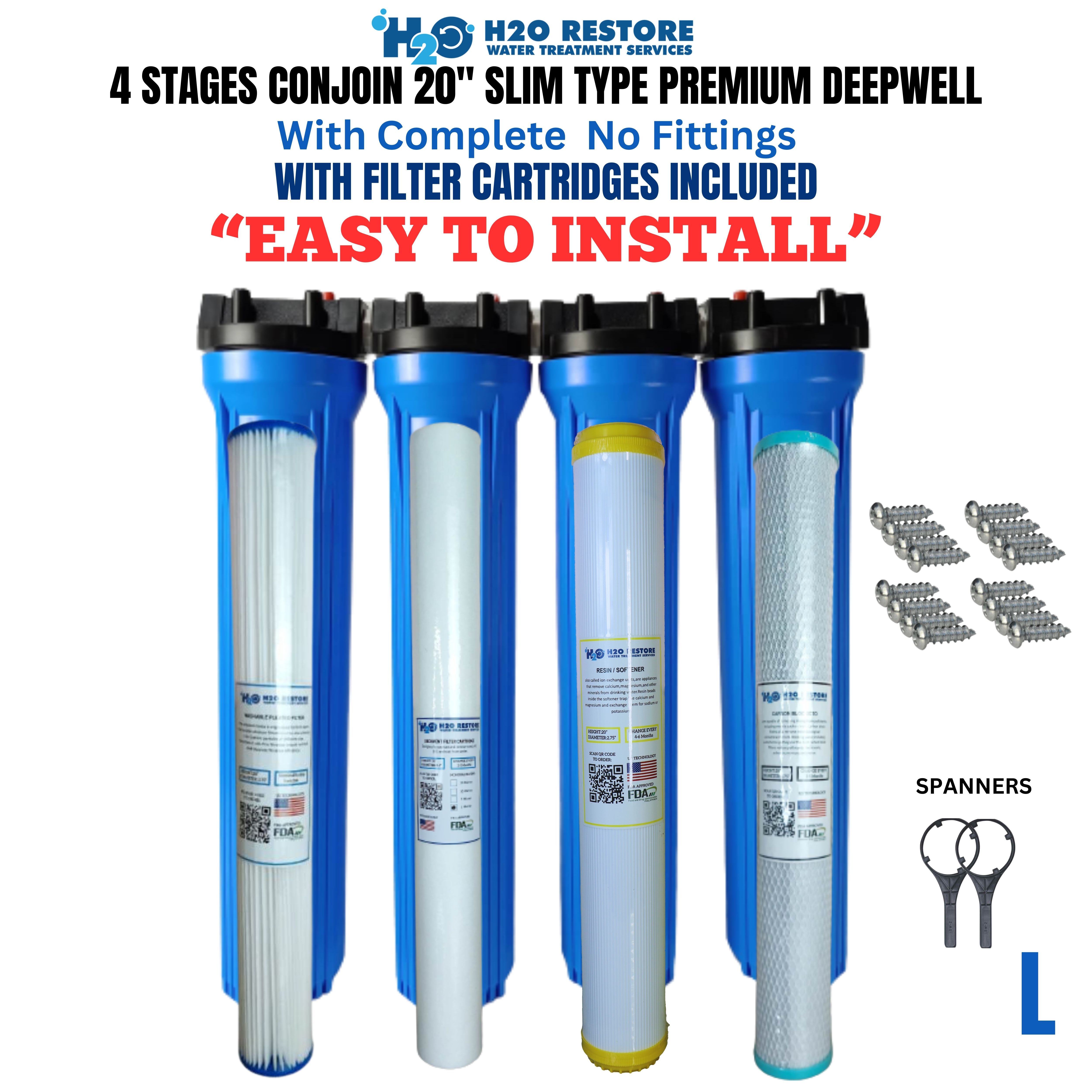 Water Filtration System Top Selling 4 Stages 20" Slim Type Deepwell ...