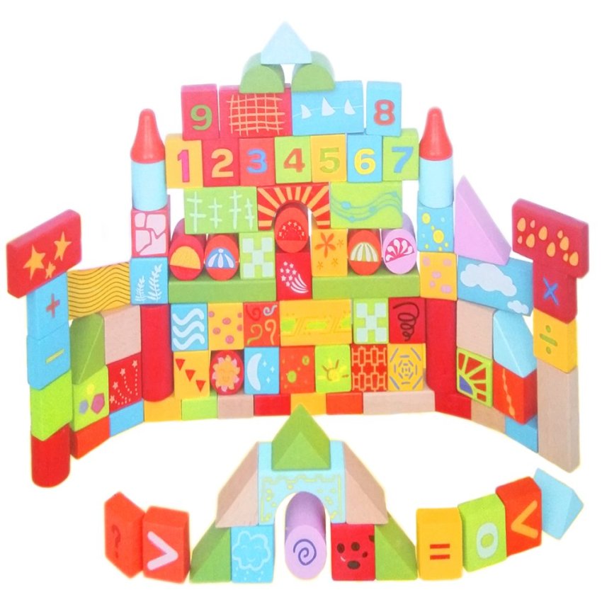 METRODEALS Quality 100-pcs Wooden Building Block City Simulation ...