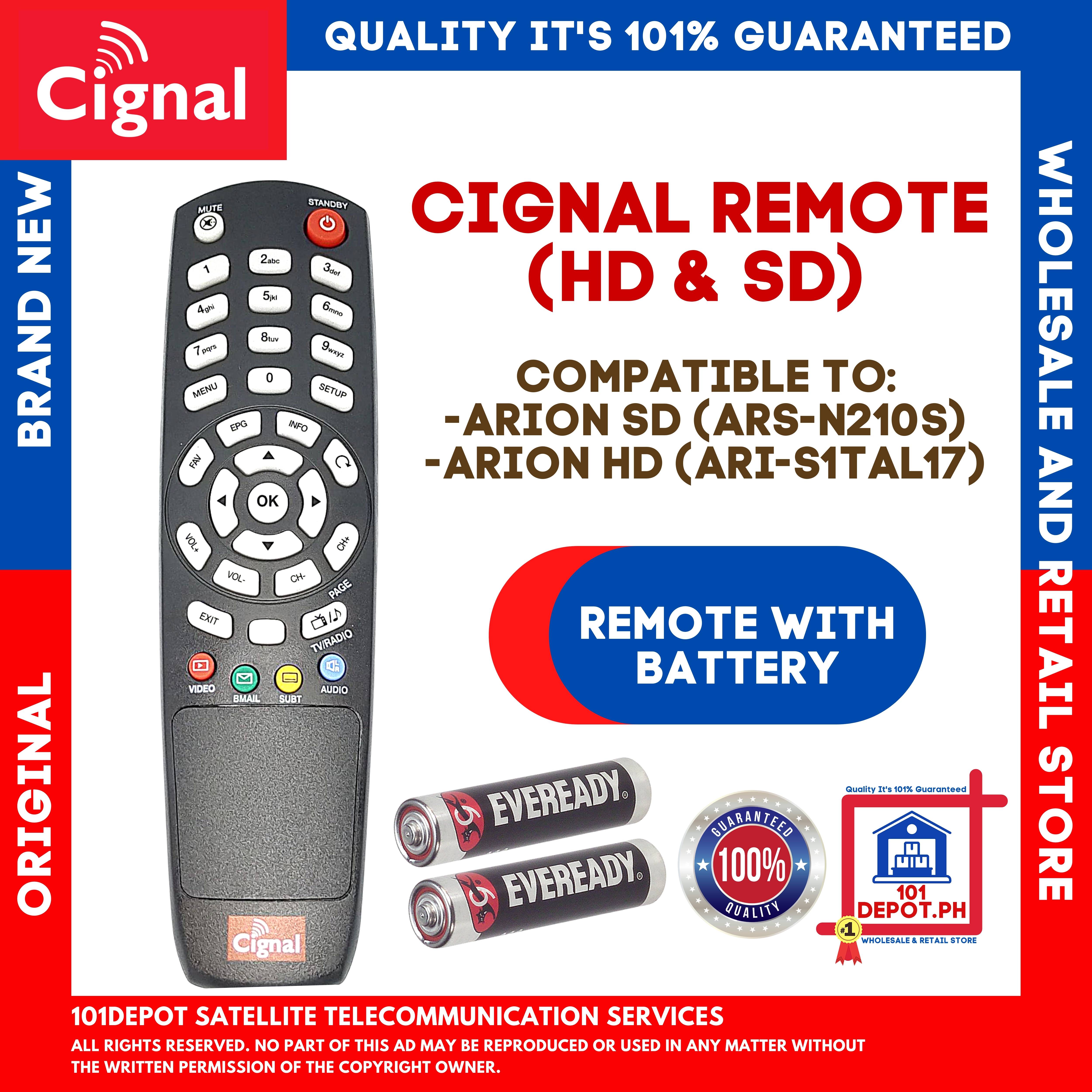 Cignal Remote for ARION SD (ARS-N210S) / ARION HD (ARI-S1TAL17) Model ...