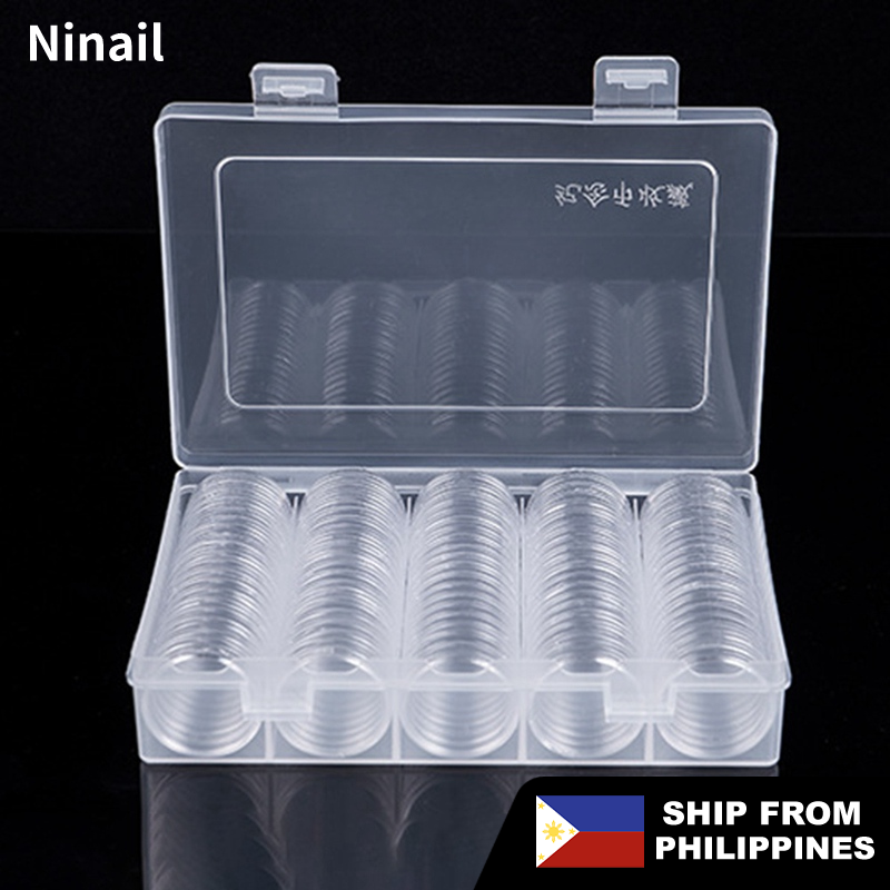 Ninail【Ready Stock】30mm 100pcs/lot Transparent Plastic Coin Holder Free ...
