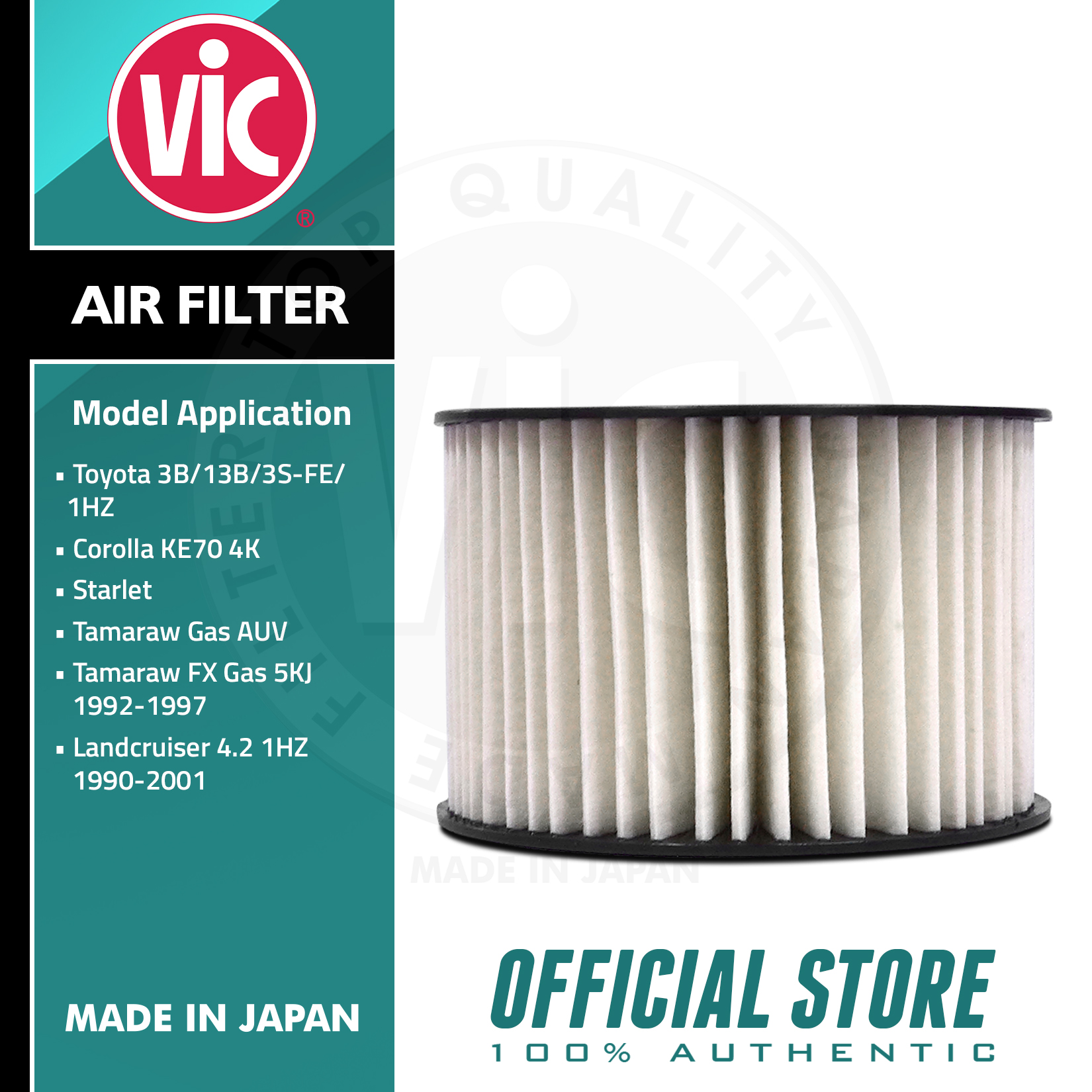 VIC Air Filter A-117 for Toyota 3B/13B/3S-FE/1HZ, Corolla KE70 4K ...