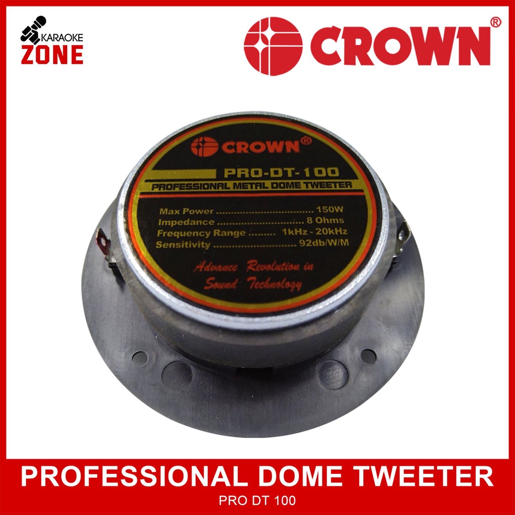 Crown Pro DT 100 Professional Metal Dome Tweeter Tweeter Original Crown ...