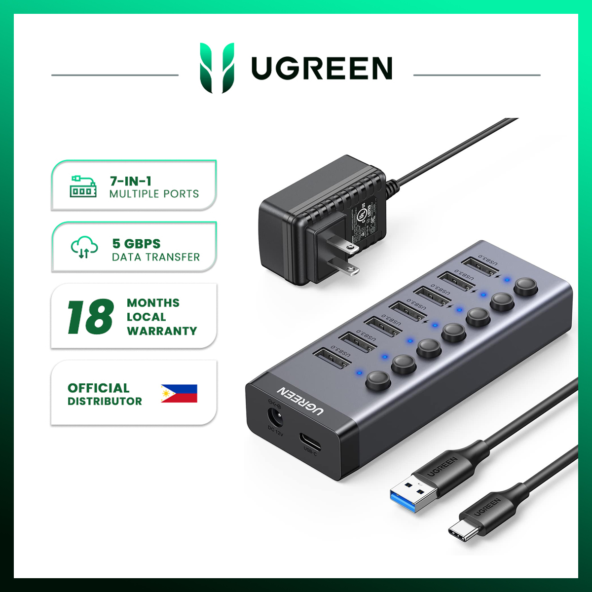 UGREEN USB 3.0 7-Port Hub US - PH | Lazada PH