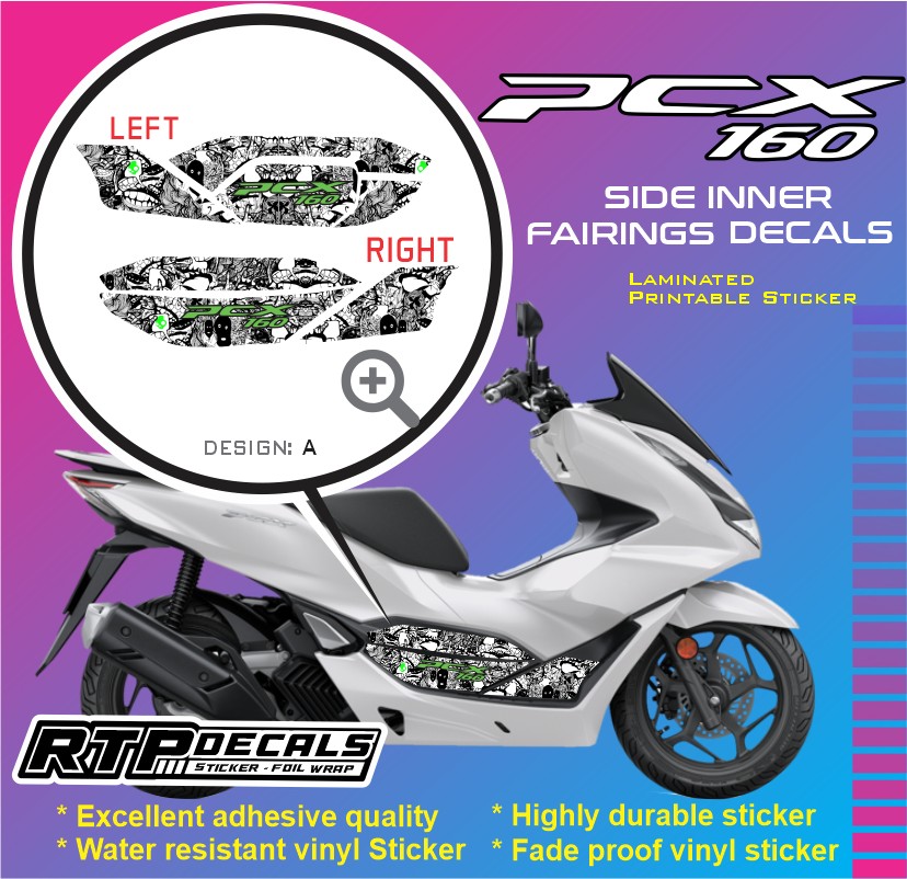Honda Pcx 160 Side Inner Fairings Decals Sticker(PRINTED and LAMINATED ...