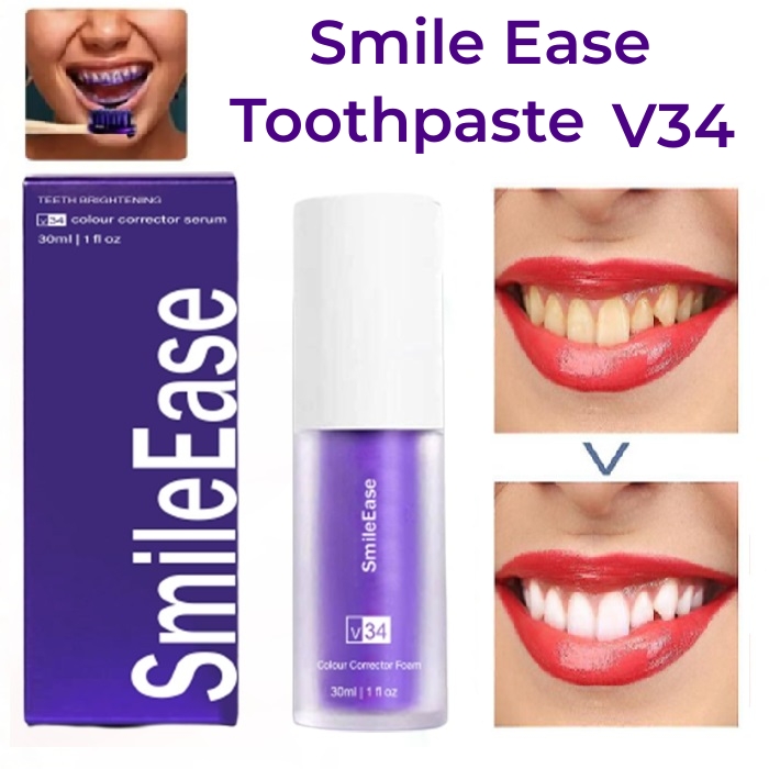 Smile Ease TOOTHPASTE V34 teeth whitening colour corrector stain ...