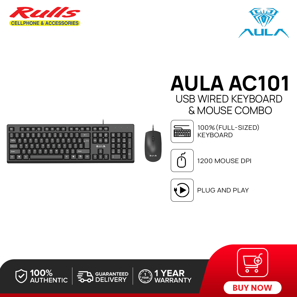 AULA AC101 Wired Keyboard & Mouse Combo | Full-sized Keyboard | | 1.5M ...