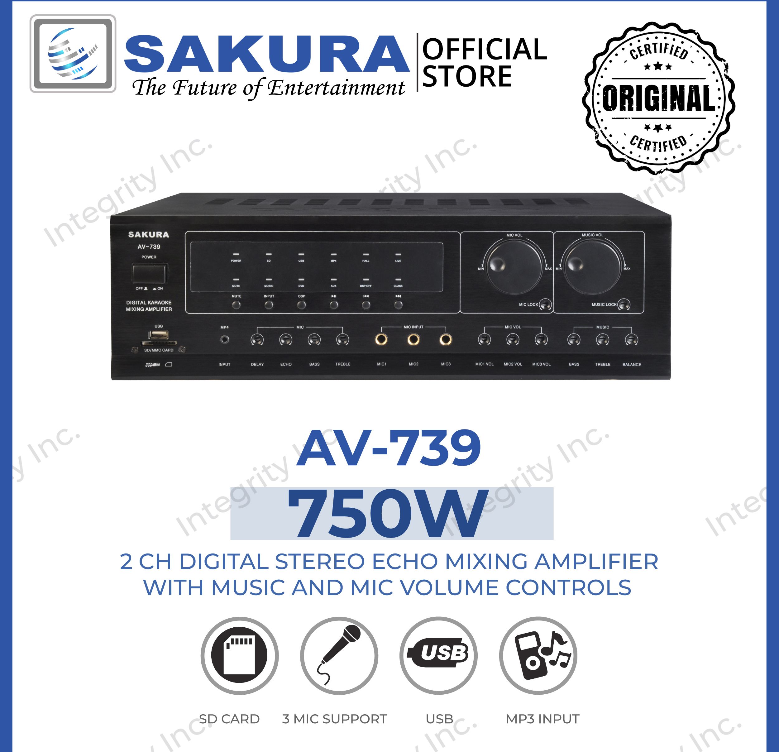 Sakura AV-739 750W X 2 Karaoke Mixing Amplifier | Lazada PH