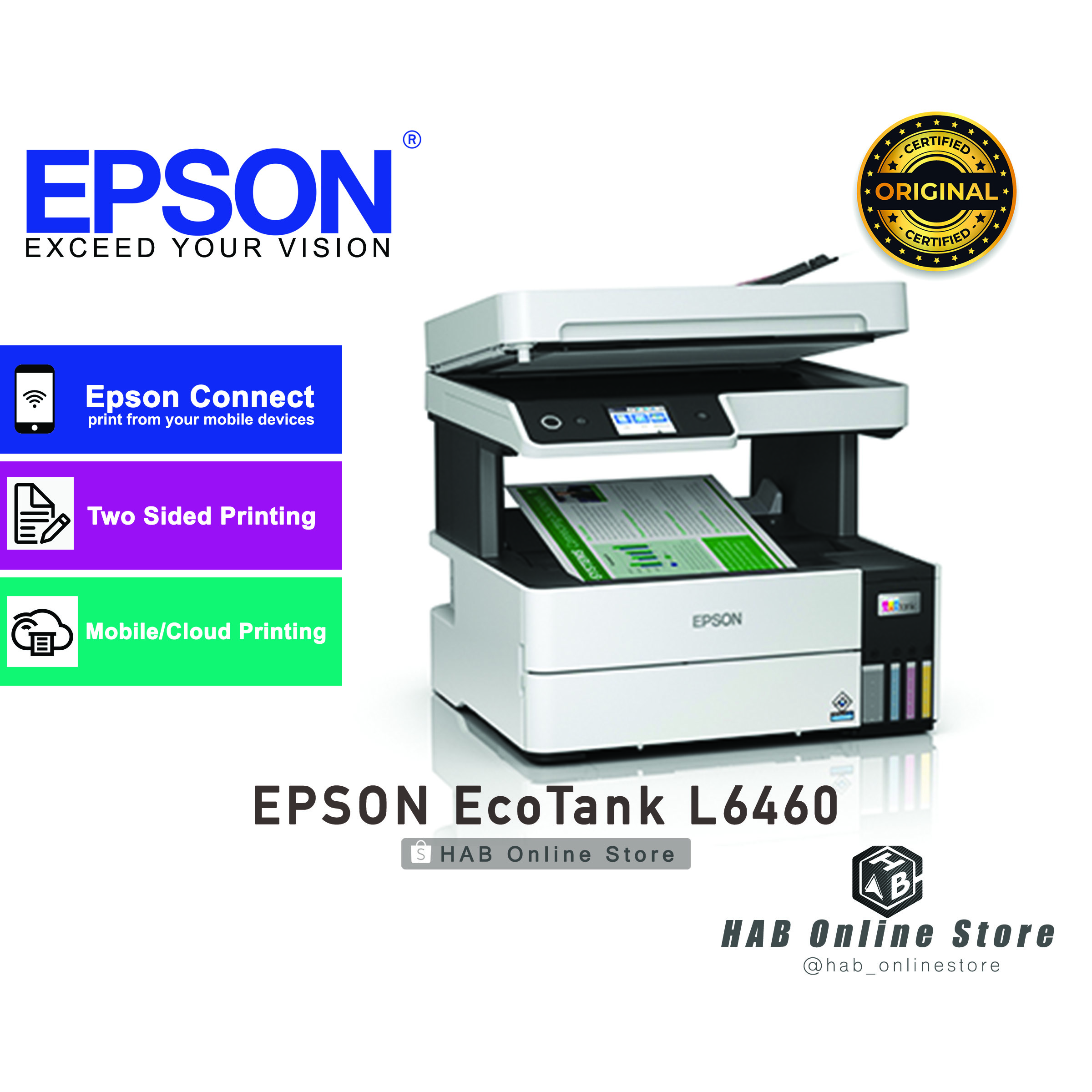 Epson Eco Tank L6460 or L6490 Print Scan Copy ADF Pigment Ink | Lazada PH