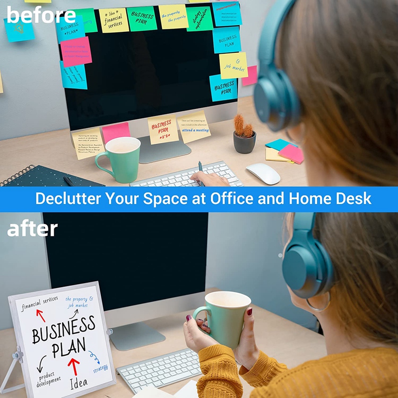 Desktop Dry Erase Board,10X10Inch Double-Side Magnetic Whiteboard with ...