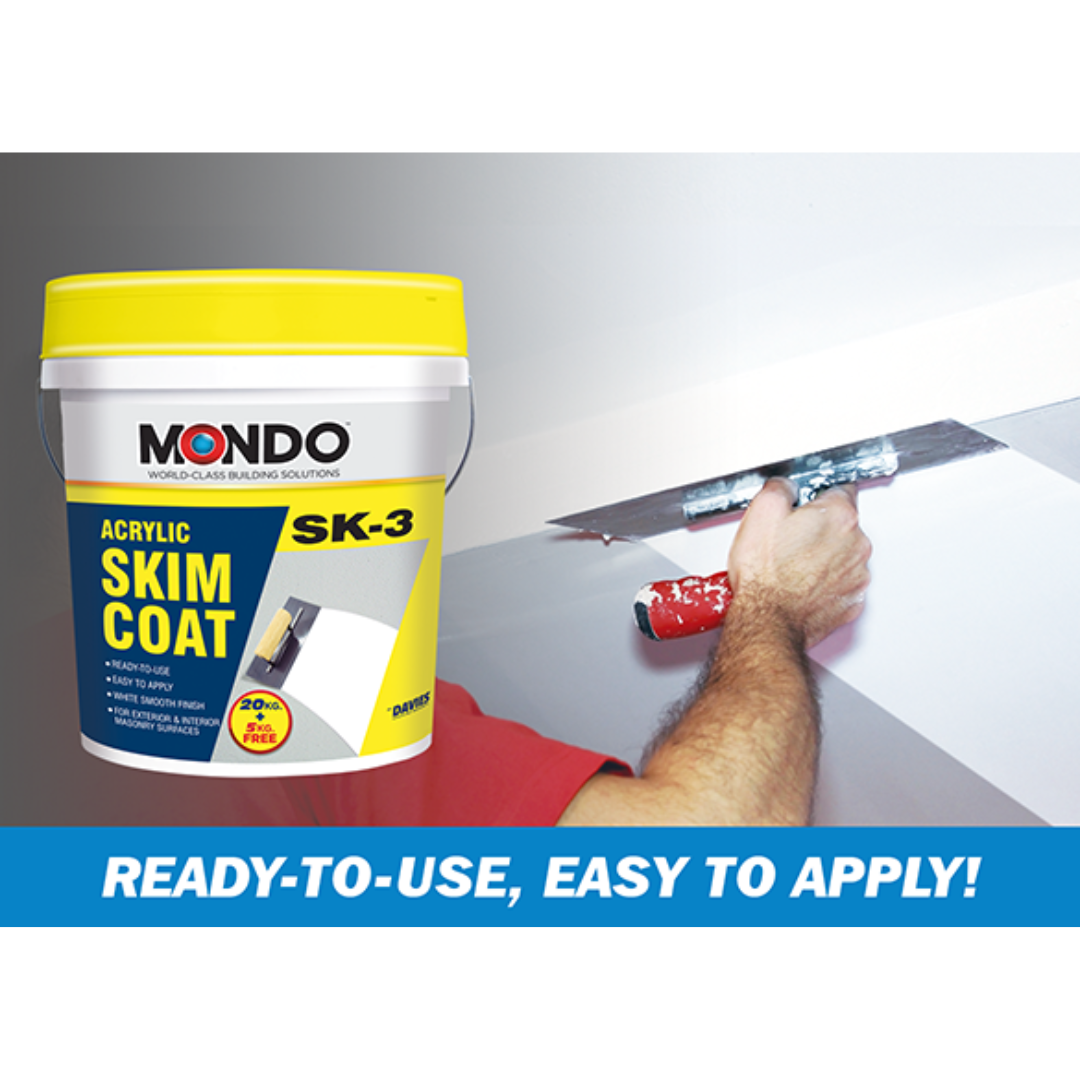 Mondo Acrylic Skimcoat SK-3 5kg Ready to Use White Smooth Finish ...