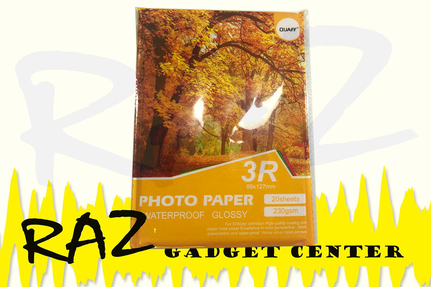 5R / 4R / 3R Quaff Waterproof Glossy Photo Paper 230gsm 20 sheets per ...